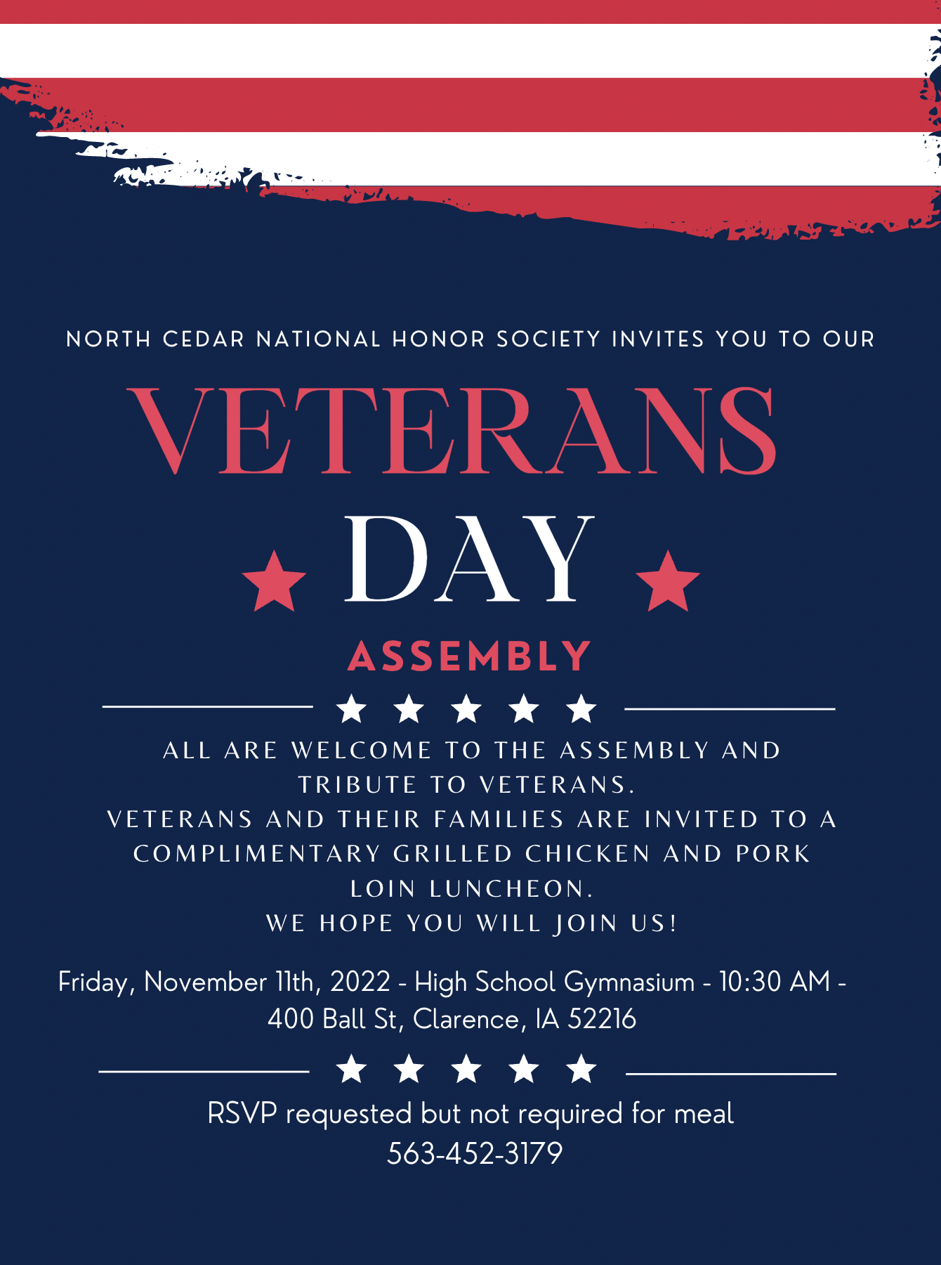 Veterans Day Assembly North Cedar Community School District