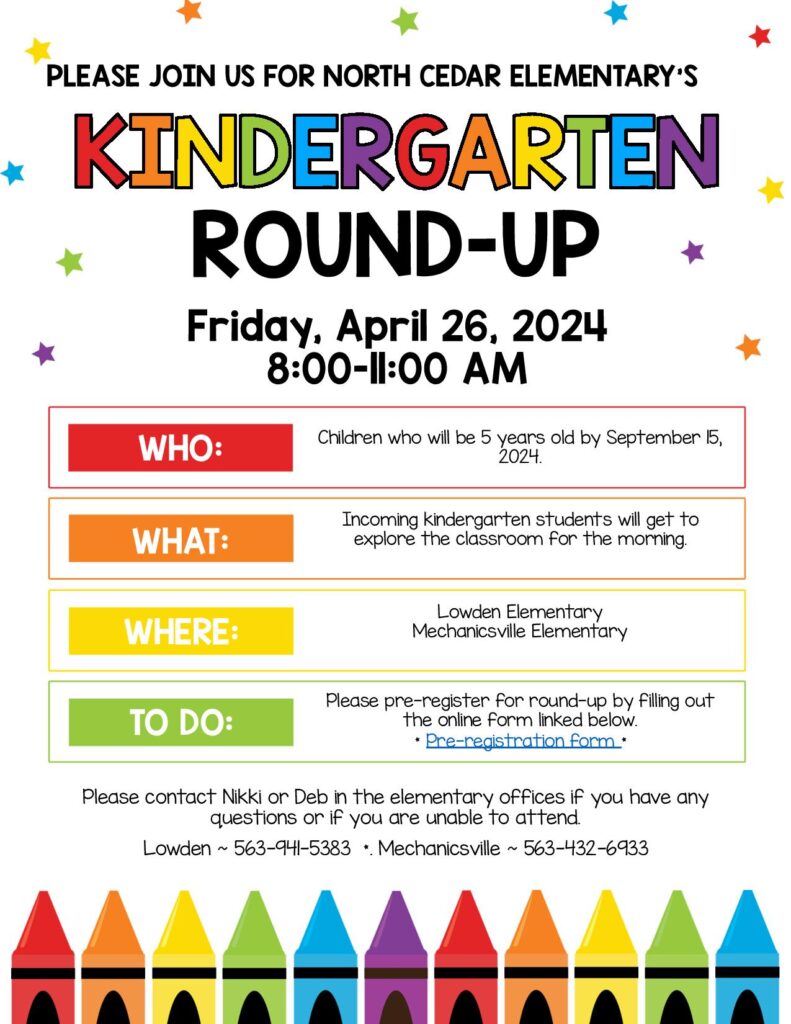 2024 Kindergarten Round-Up – North Cedar Community School District
